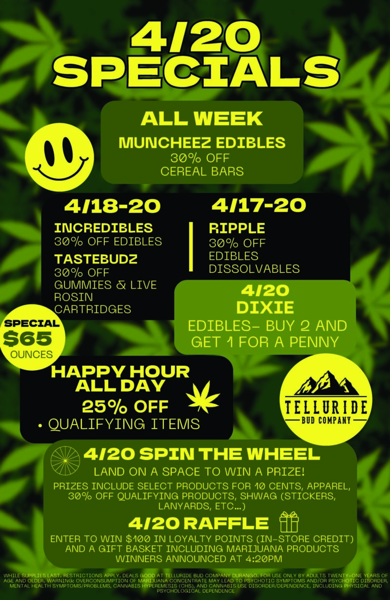 TBC Durango Specials | Marijuana Deals Durango CO